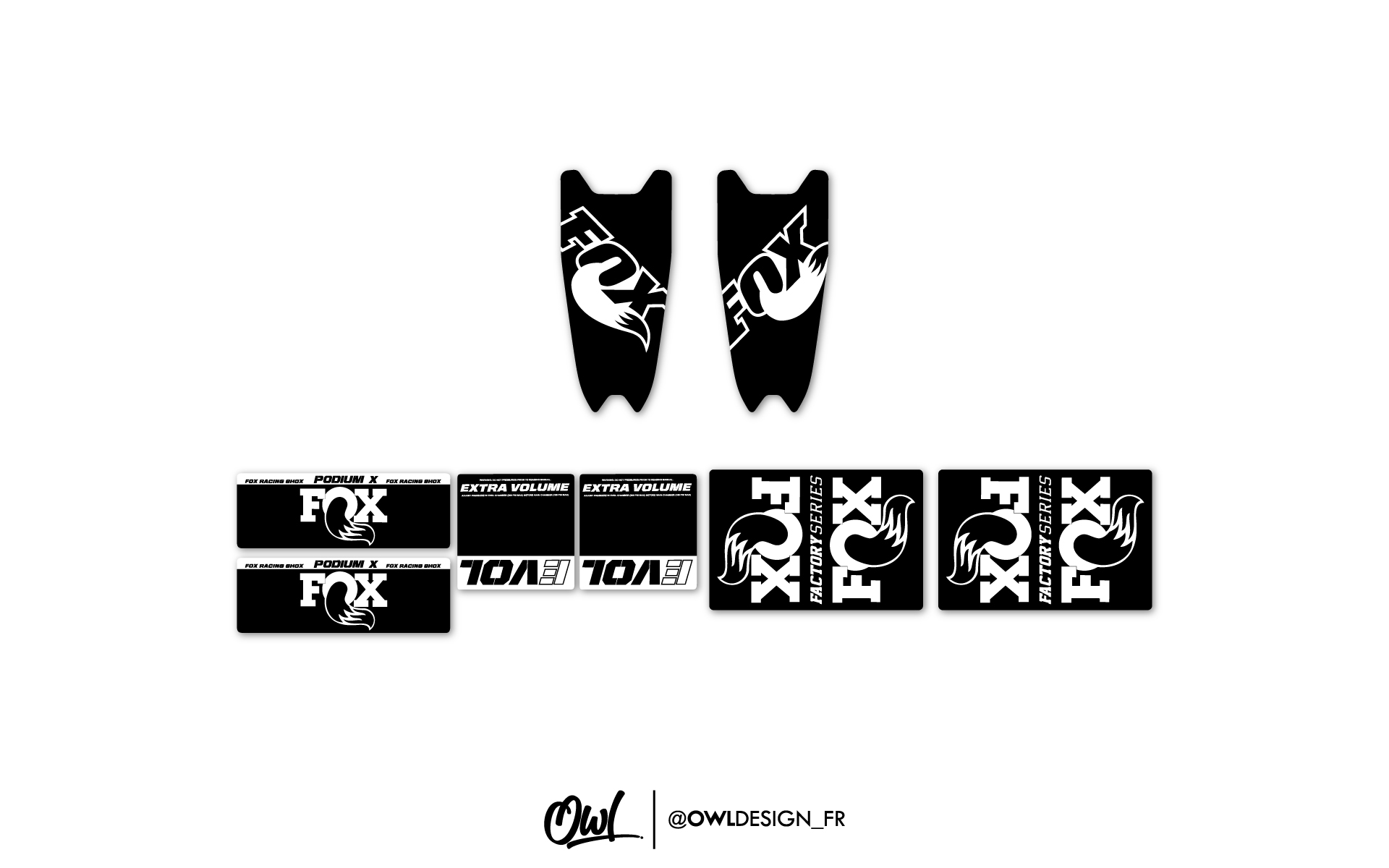 Stickers Suspension Fox Pack Complet - Owl Design Motorsport